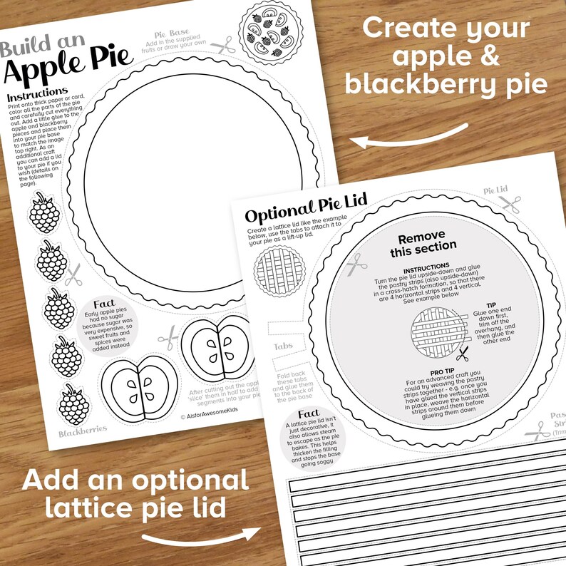 Build an Apple Pie Cut & Paste Craft, Fall Dessert Coloring Page ...