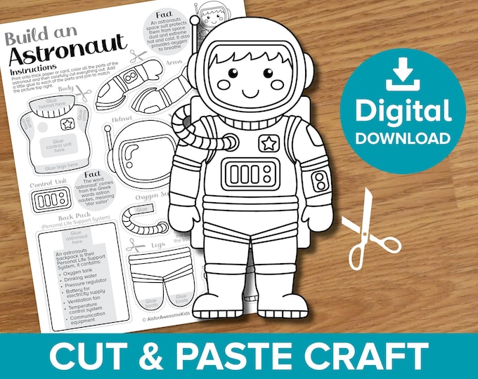 Astronaut Paper Dolls Printable Space Play Pack | Cut & Build Dress up ...