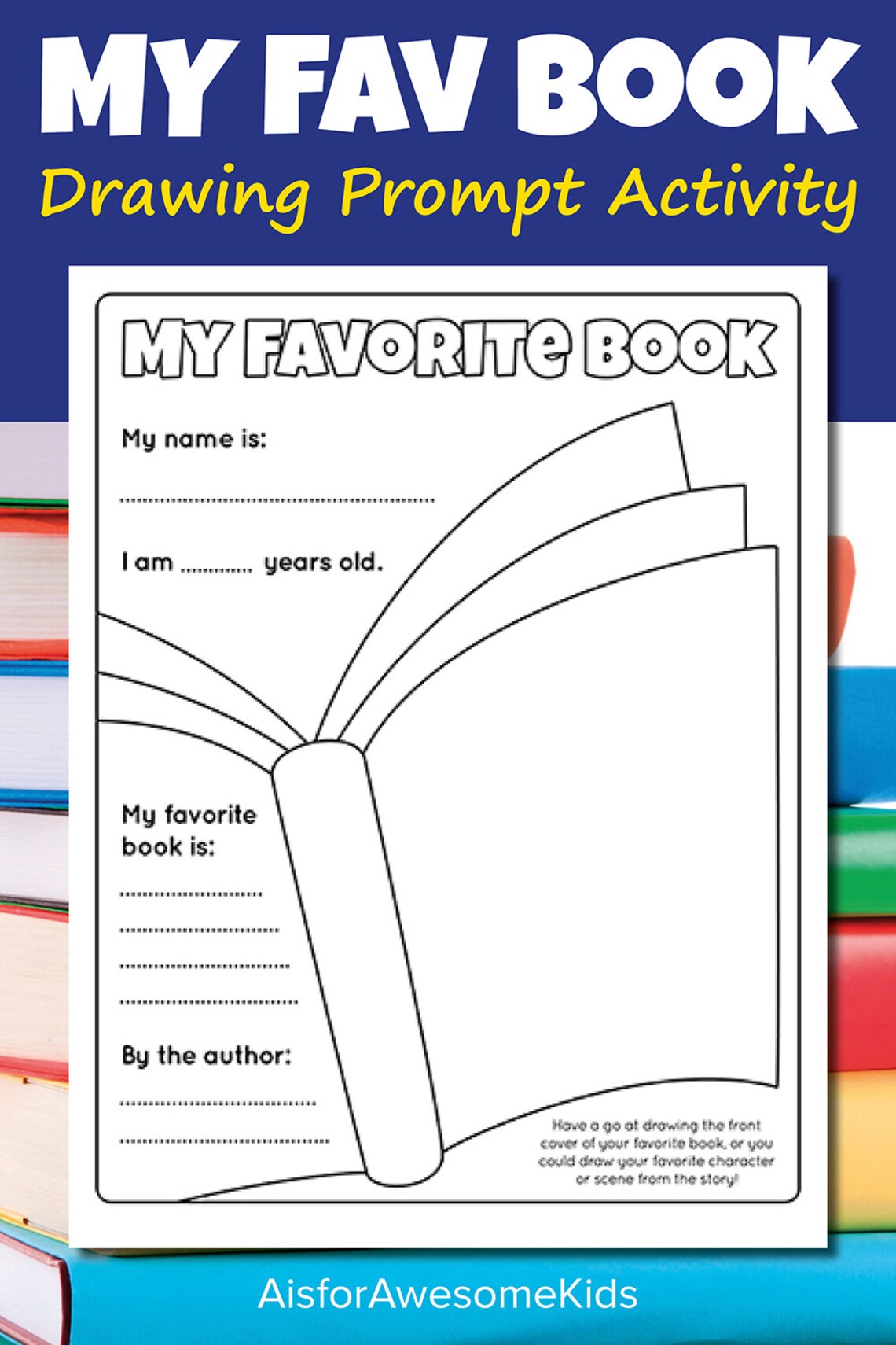My Favorite Book Worksheet, Kids Drawing Prompt Reading Activity Page ...