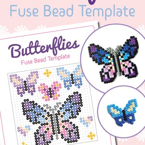 Unicorn & Butterfly Fuse Bead Template Bundle, Hearts and Flowers ...