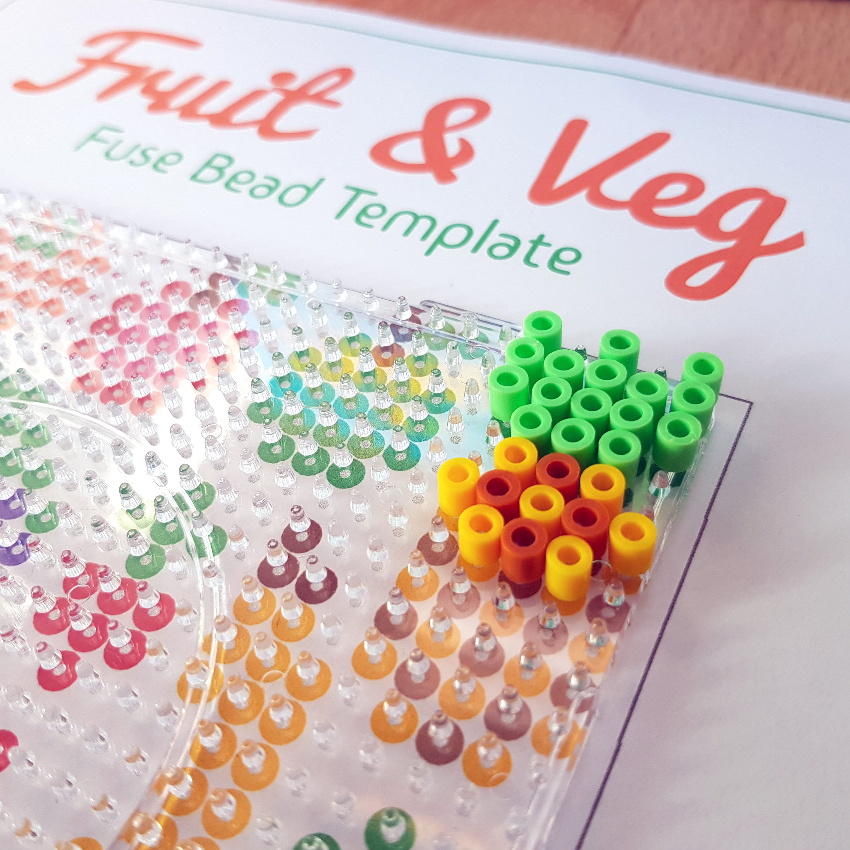 Fruit & Veg Fuse Bead Template, Hama Perler Nabbi Melty Beads, Kids ...