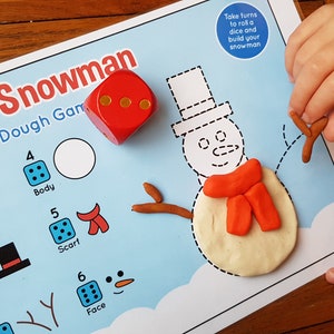 Roll a Snowman Play Dough Mat Game, Kids Christmas Playdoh Dice ...