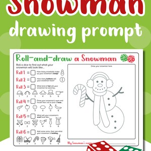 Roll & Draw a Snowman Drawing Prompt Activity, Kids Christmas Dice Game ...