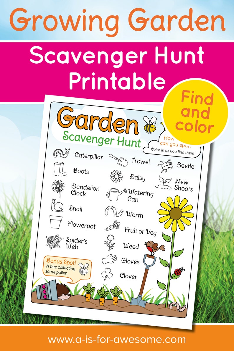 Garden Scavenger Hunt, Kids Allotment Treasure Trail, Nature Outdoor ...