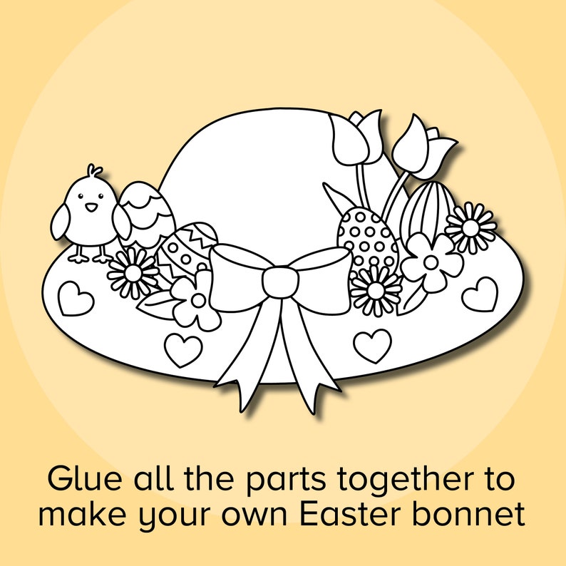 Easter Bonnet Cut & Paste Art Craft, Build a Spring Flower Hat ...
