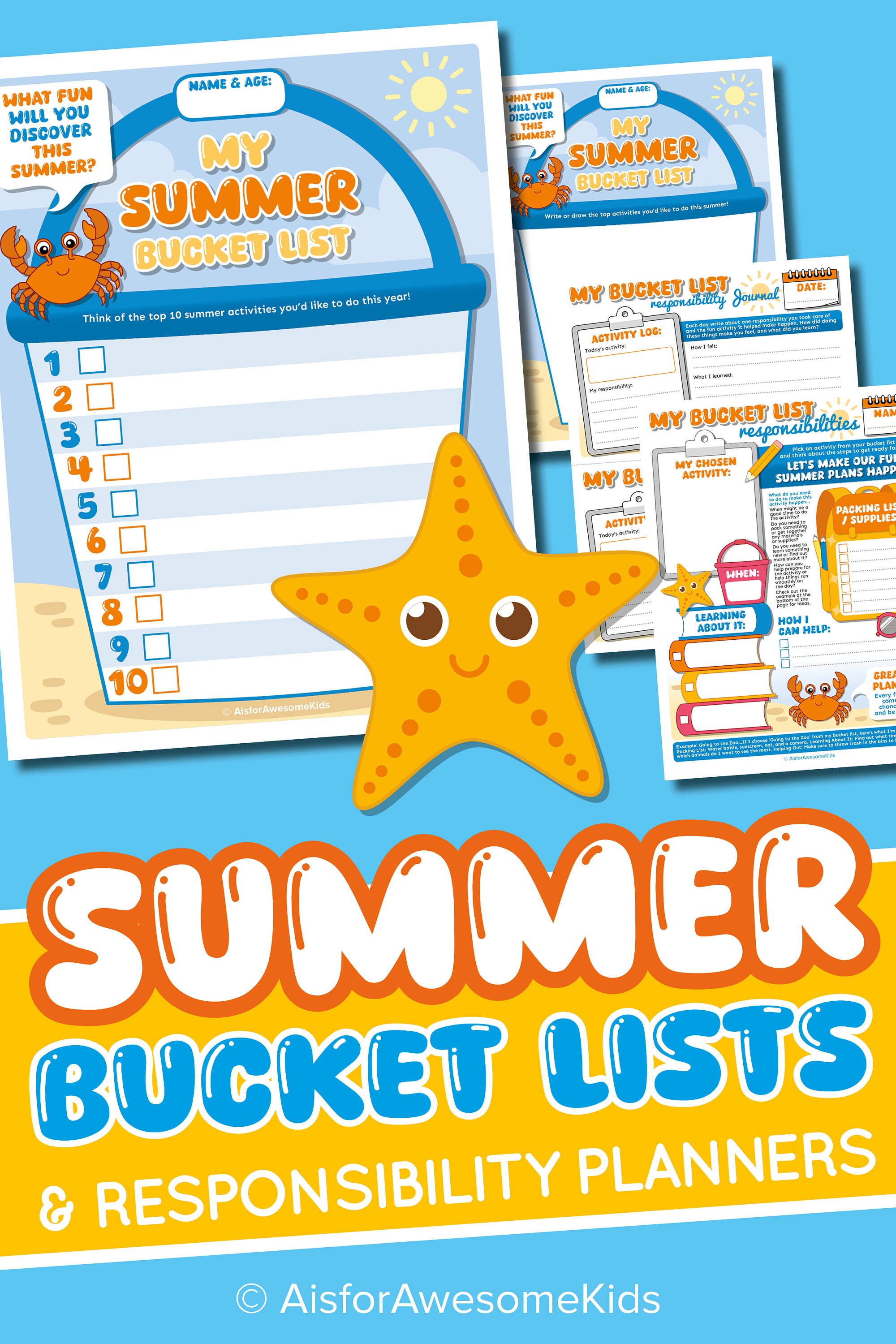 Summer Bucket List Printable Pack, School Break Activity Planner Tick ...