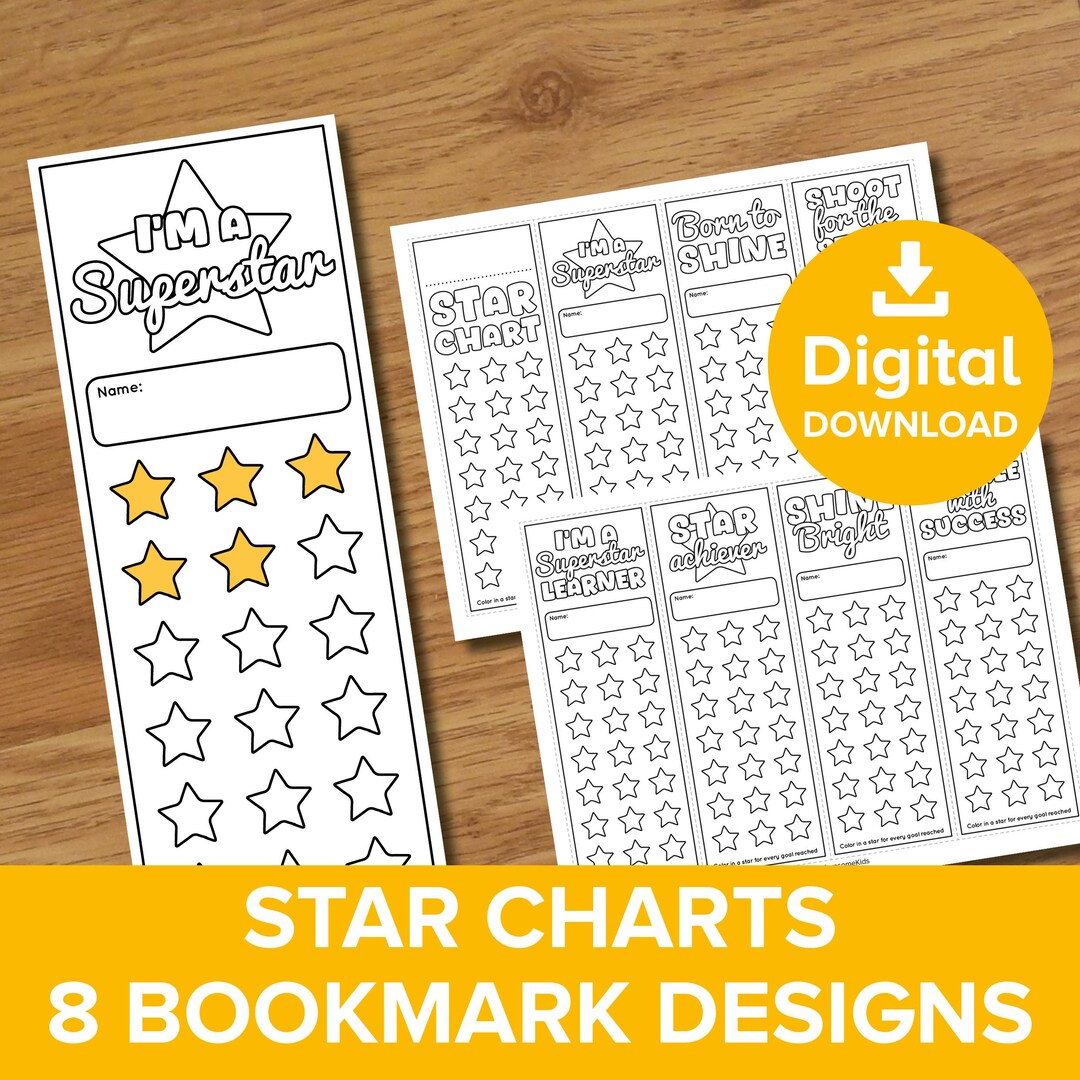 Star Chart Reward Tracker Bookmarks, Children's Reading Challenge ...