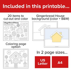 Gingerbread House Scene Cut & Paste, Build a Christmas Candy Cottage ...