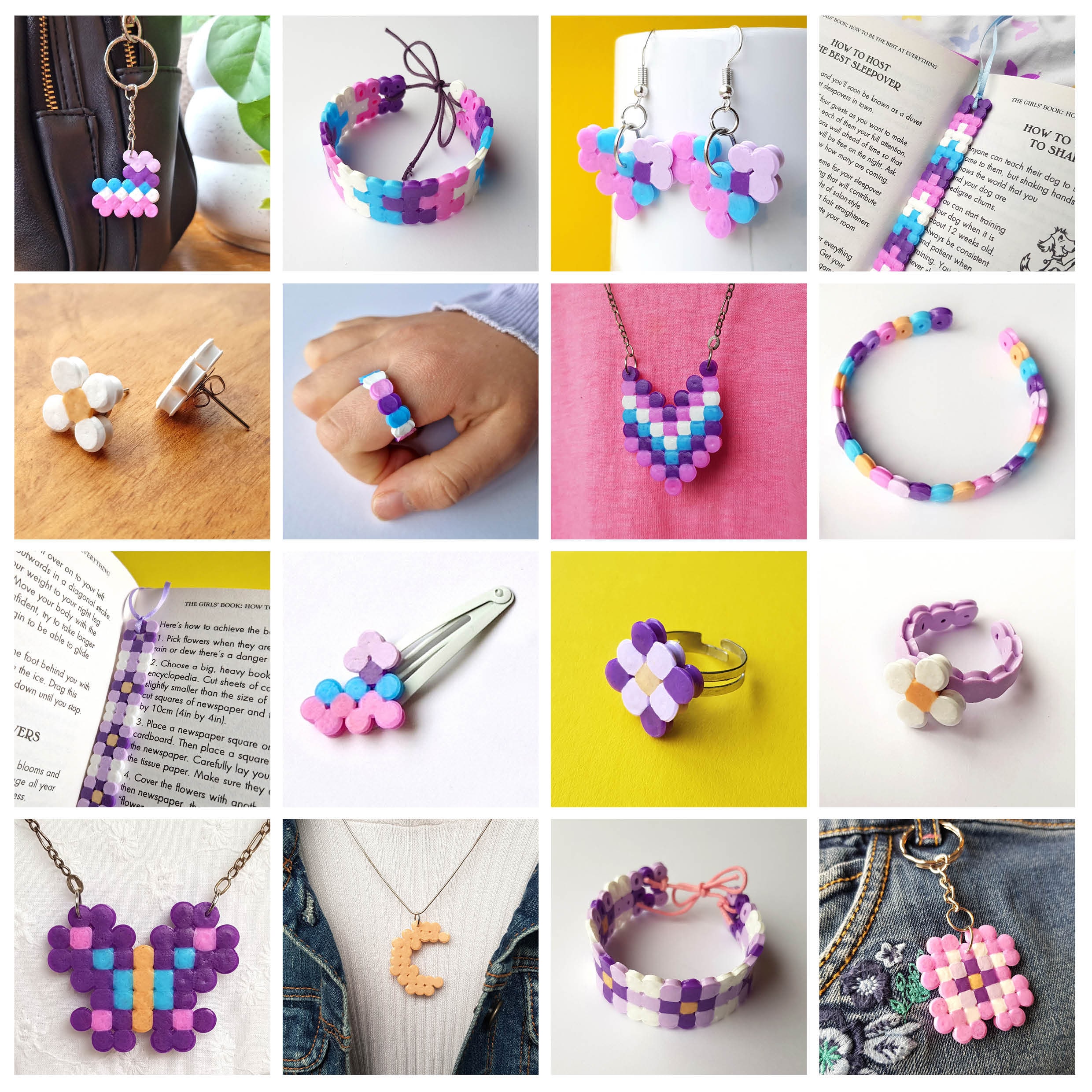 Jewelry Fuse Bead Template Set, 26 Jewellery Pieces Craft Pattern ...