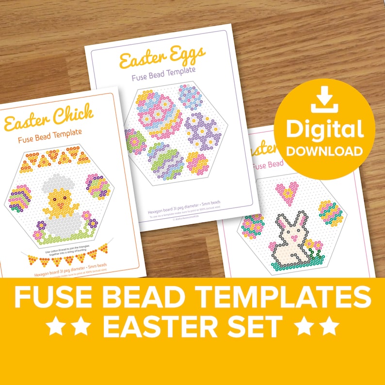 Easter Fuse Bead Templates Bundle, Hama Perler Nabbi Pyssla Beads Craft ...