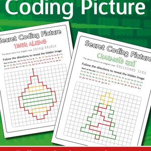Christmas Coding Worksheet Bundle, Xmas Picture Reveal Challenge ...