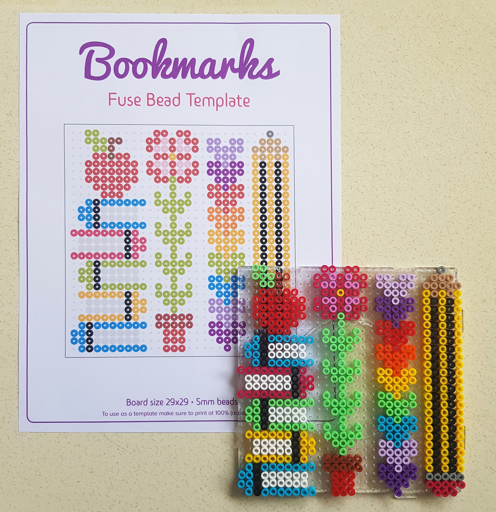 Bookmarks Fuse Bead Template, Teacher Gift Cute Craft, School Friend ...