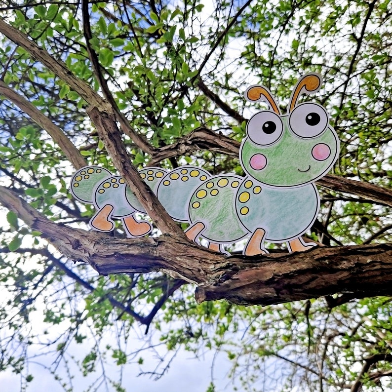 Caterpillar Cut & Paste Craft Printable, Spring Bug Color and Build Kit ...