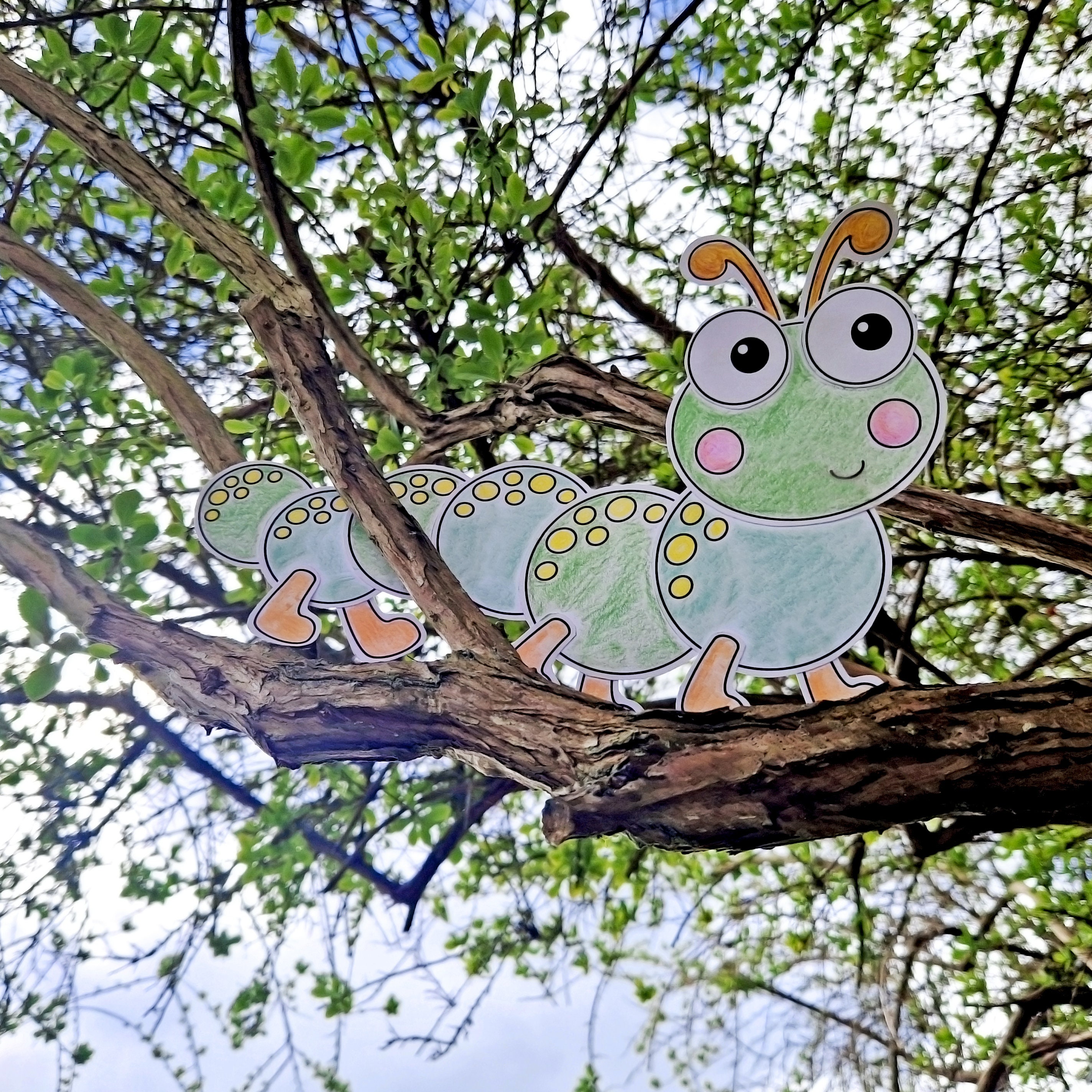 Caterpillar Cut & Paste Craft Printable, Spring Bug Color and Build Kit ...