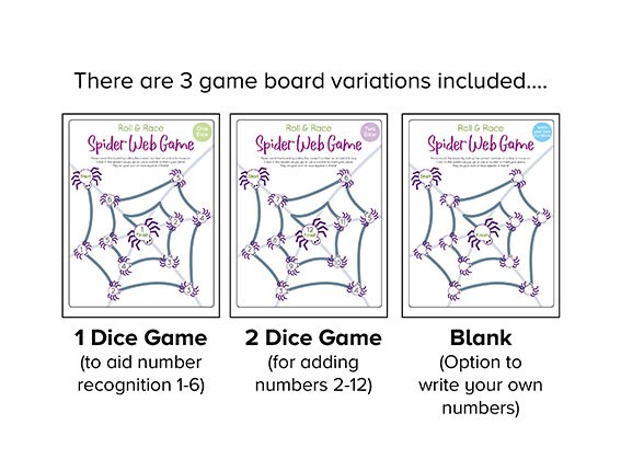 Roll & Race Spider Web Dice Game Kids Halloween Spiderweb - Etsy