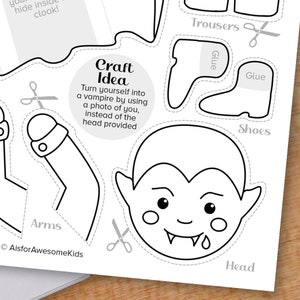 Build a Vampire Cut & Paste Craft, Halloween Paper Doll Model Coloring ...