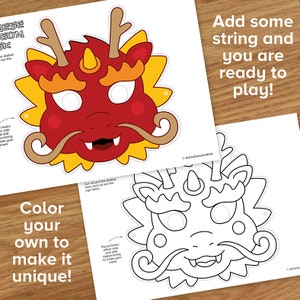 Chinese Dragon Mask Coloring Printable, Lunar Festival Parade Costume ...