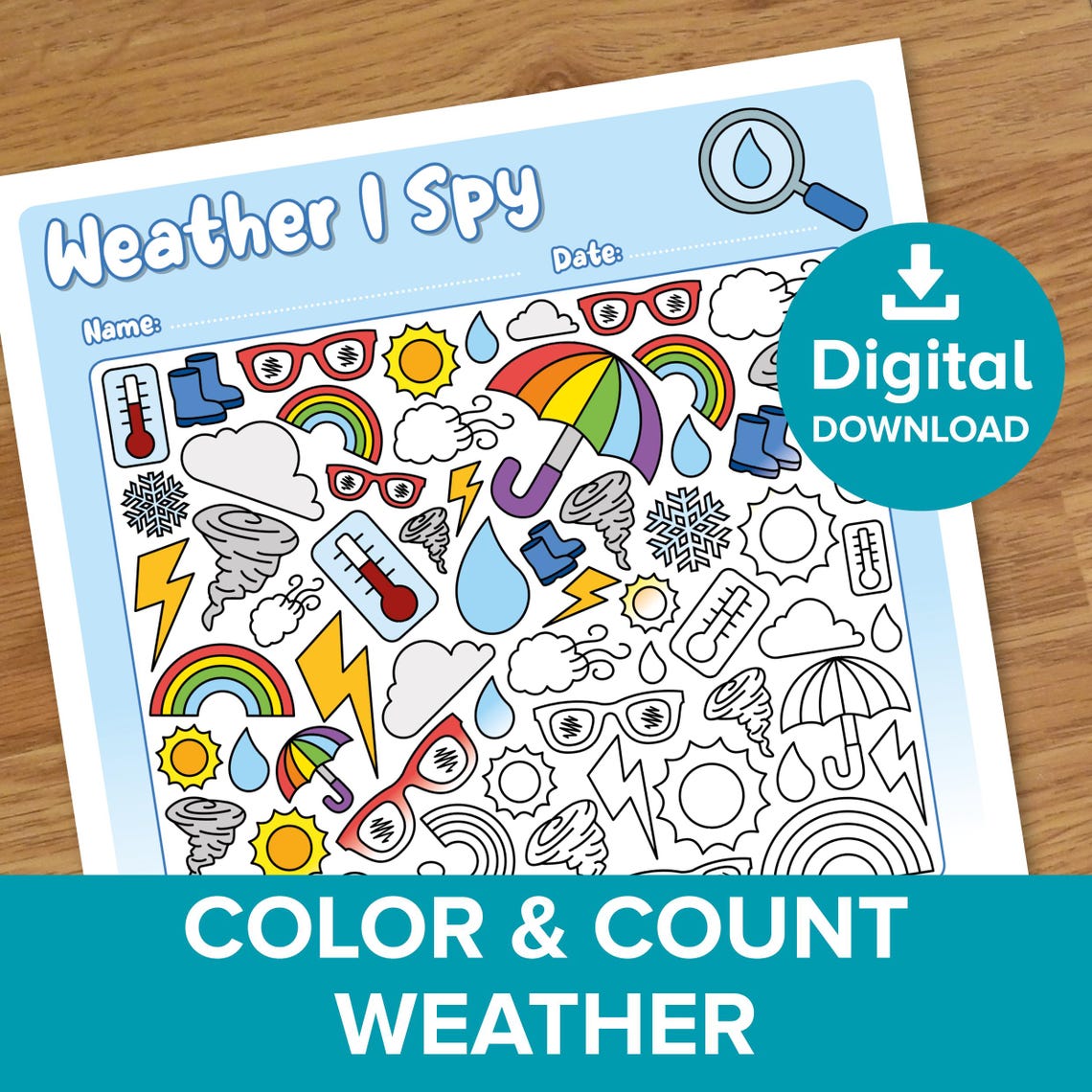 Weather I Spy Worksheet, Spring Eye Spy Color and Count Challenge ...
