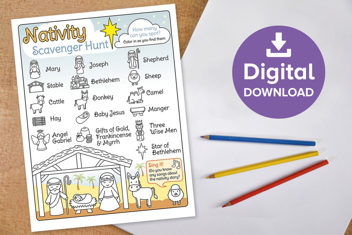 Nativity Scavenger Hunt, Christmas Story Treasure Hunt, Xmas Find and ...