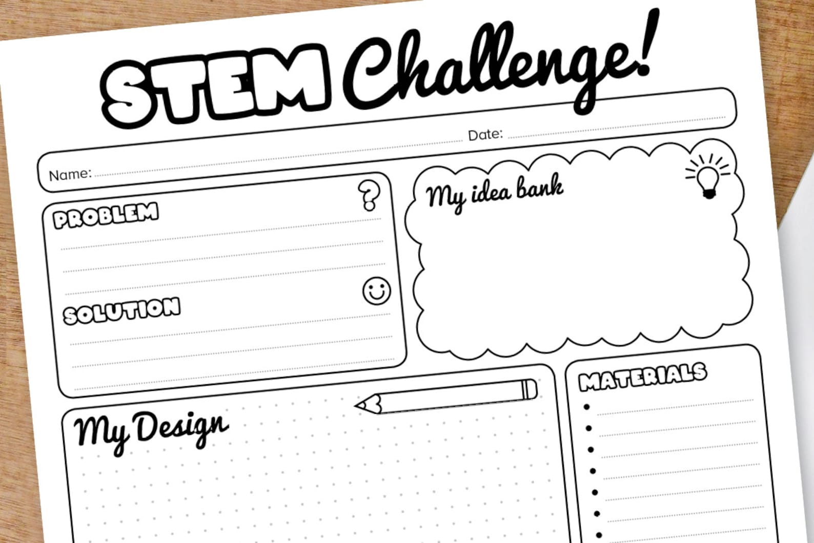STEM Challenge Project Worksheet Planner, Children's Science Activity ...