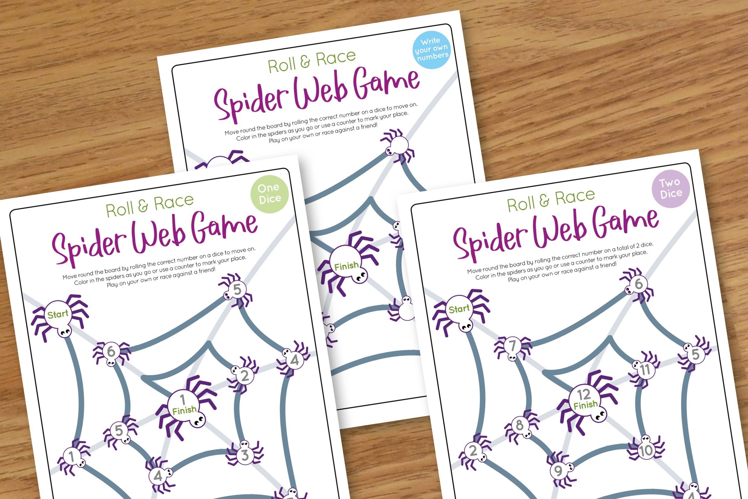 Roll & Race Spider Web Dice Game Kids Halloween Spiderweb - Etsy