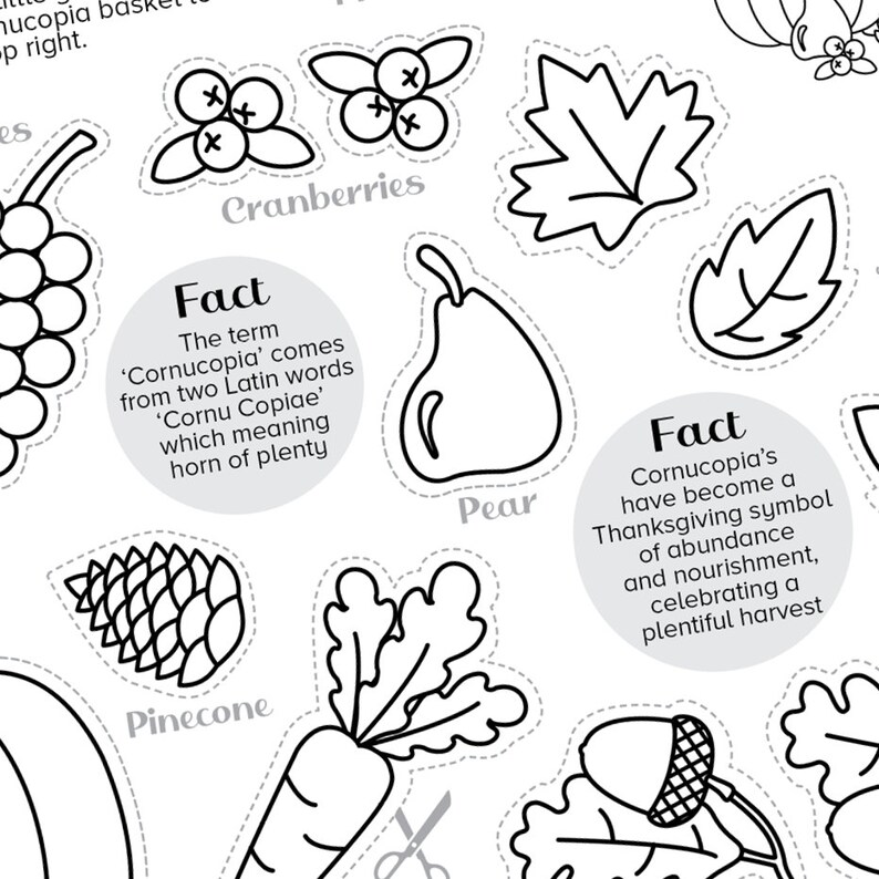 Build a Cornucopia Cut & Paste Craft, Thanksgiving Basket Model, Fall ...