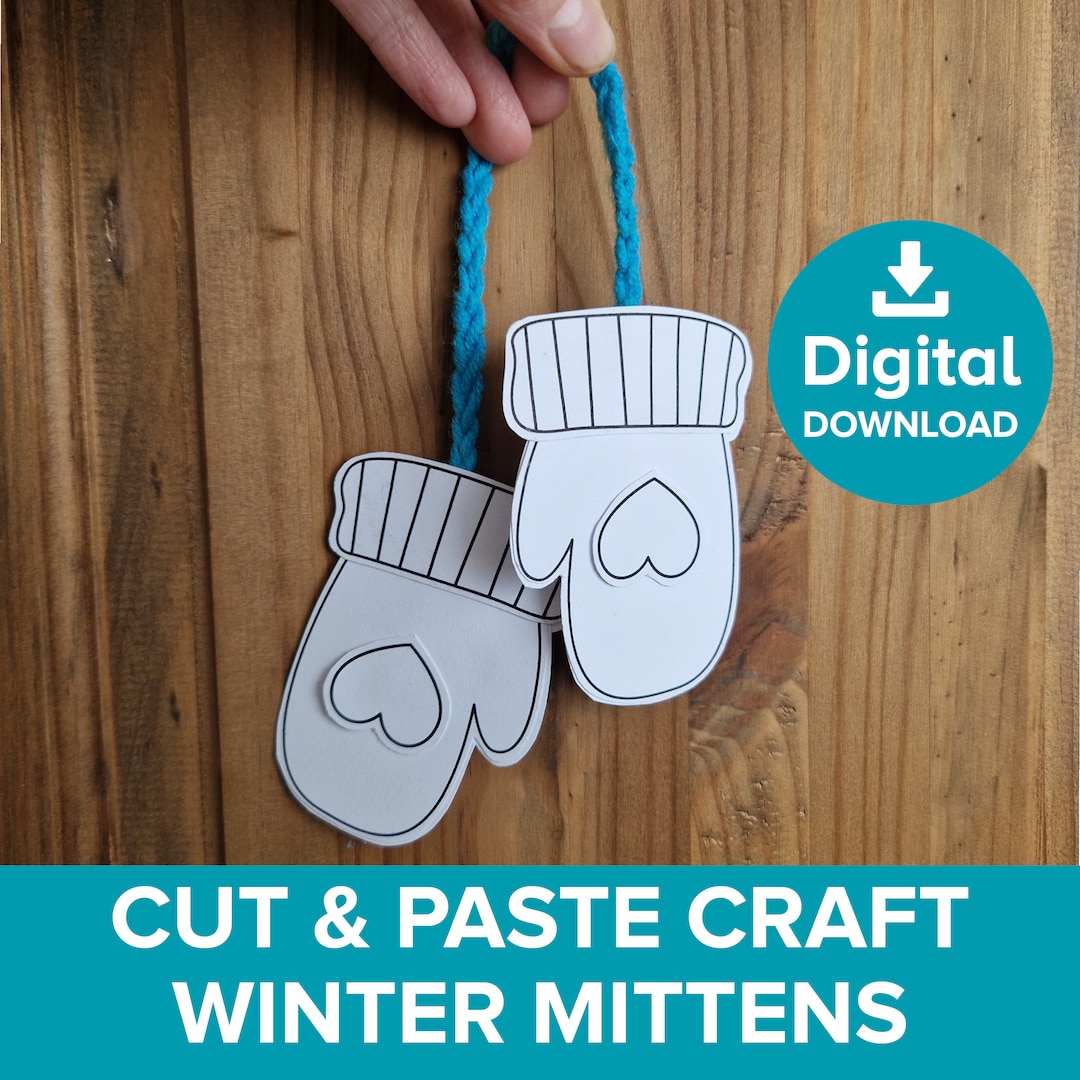 Build a Pair of Mittens Cut & Paste Craft, Winter Gloves Coloring ...