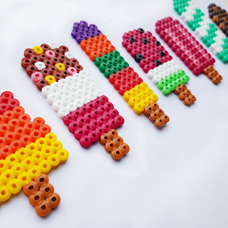Popsicle Ice Lolly Fuse Bead Template, Hama Perler Pyssla Melty, Summer ...