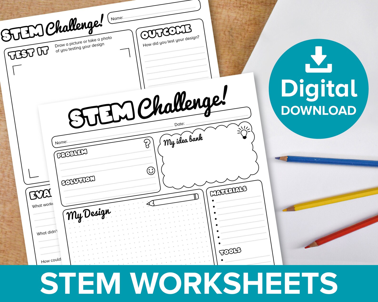 STEM Challenge Project Worksheet Planner Children's - Etsy