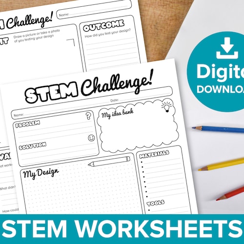 STEM Challenge Project Worksheet Planner Children's - Etsy