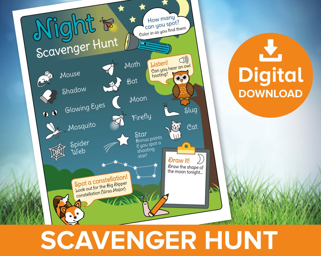 Night Scavenger Hunt Kids Backyard Flash Light Treasure Hunt - Etsy