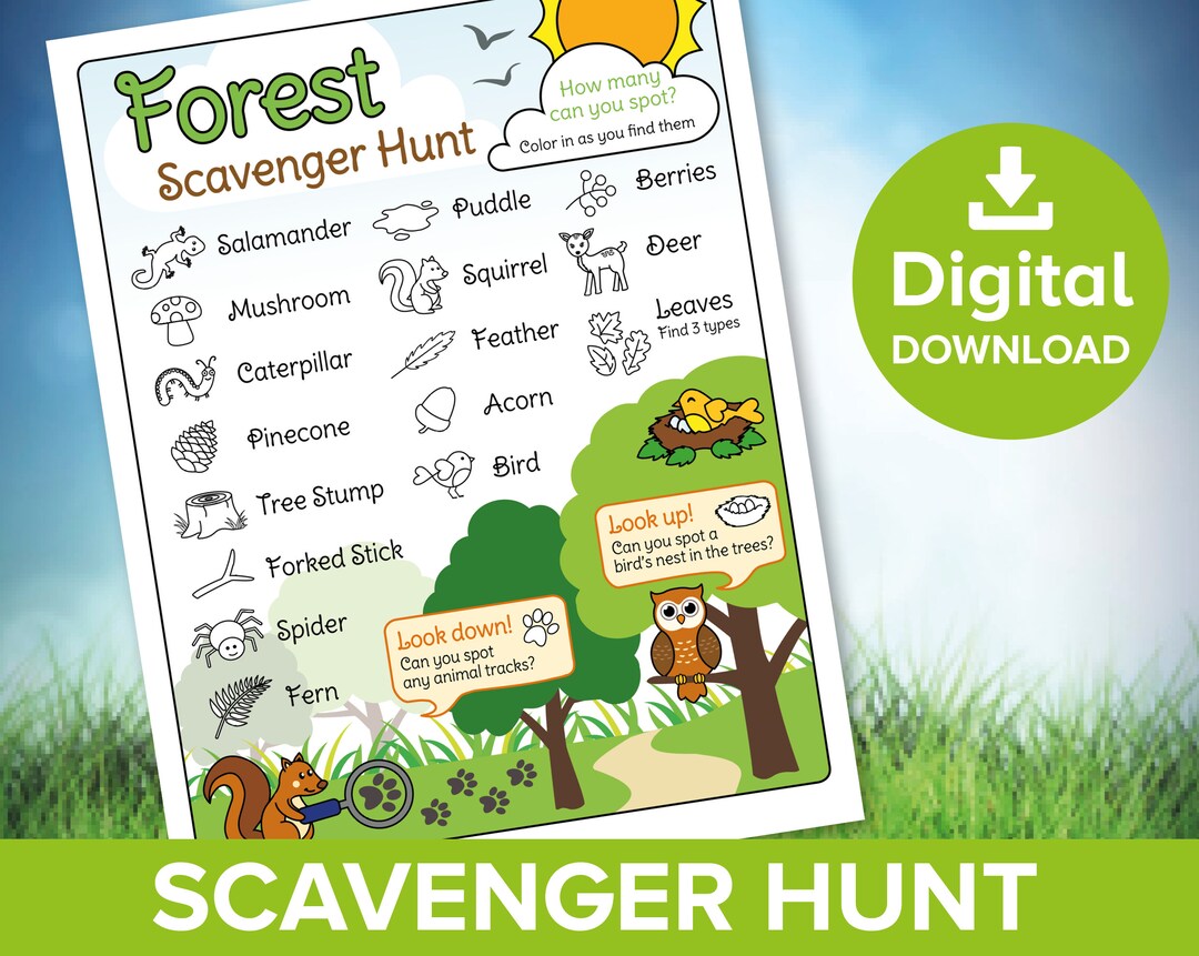 Forest Scavenger Hunt Kids Woodland Treasure Hunt Trail - Etsy