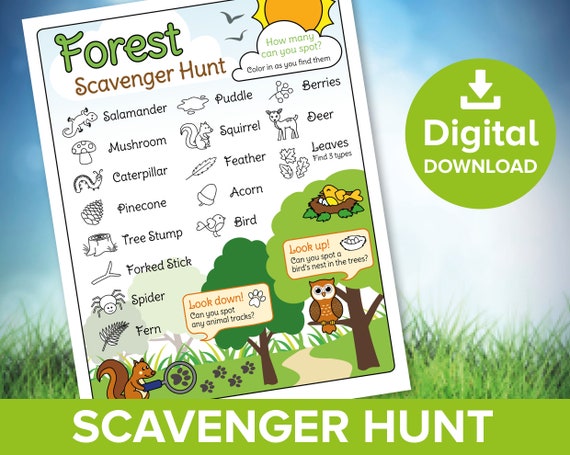 Forest Scavenger Hunt Kids Woodland Treasure Hunt Trail - Etsy