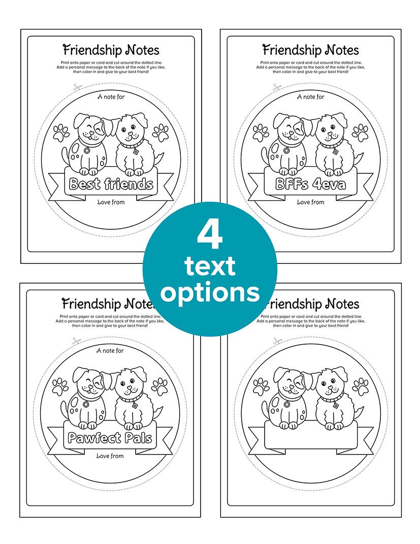 Valentine's / Friendship Note Bundle, Kids Cut-out & Color Animal Puns ...