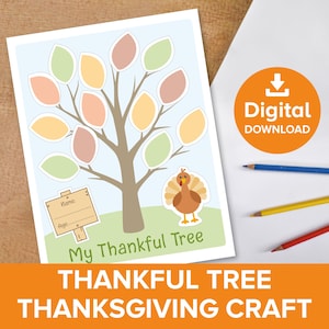 Thankful Tree Gratitude Cut & Paste Craft, Thanksgiving Love Printable ...