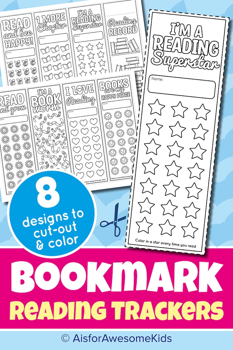 Reading Tracker Bookmarks, Children's Book Challenge Worksheet, Kids ...