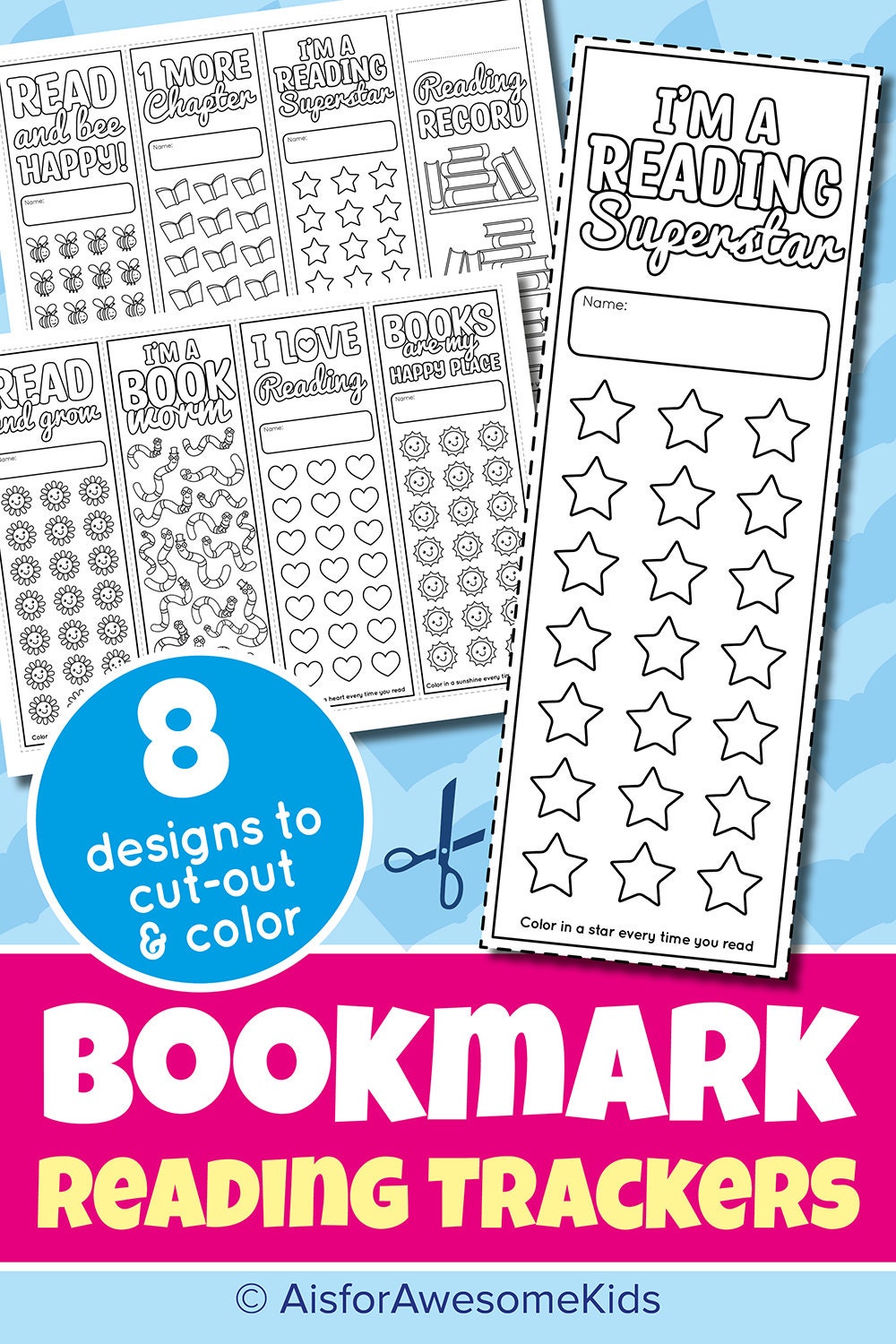 Reading Tracker Bookmarks, Children's Book Challenge Worksheet, Kids ...
