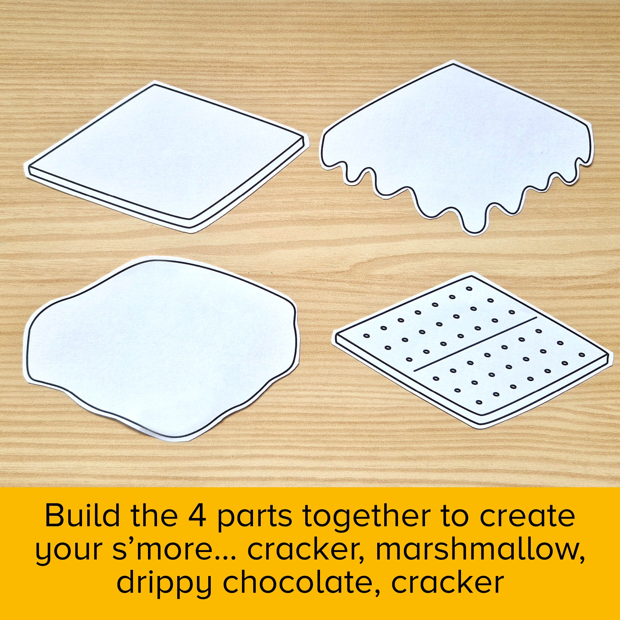 S'mores Cut & Paste Craft Printable, Summer Camping Color and Build Art ...