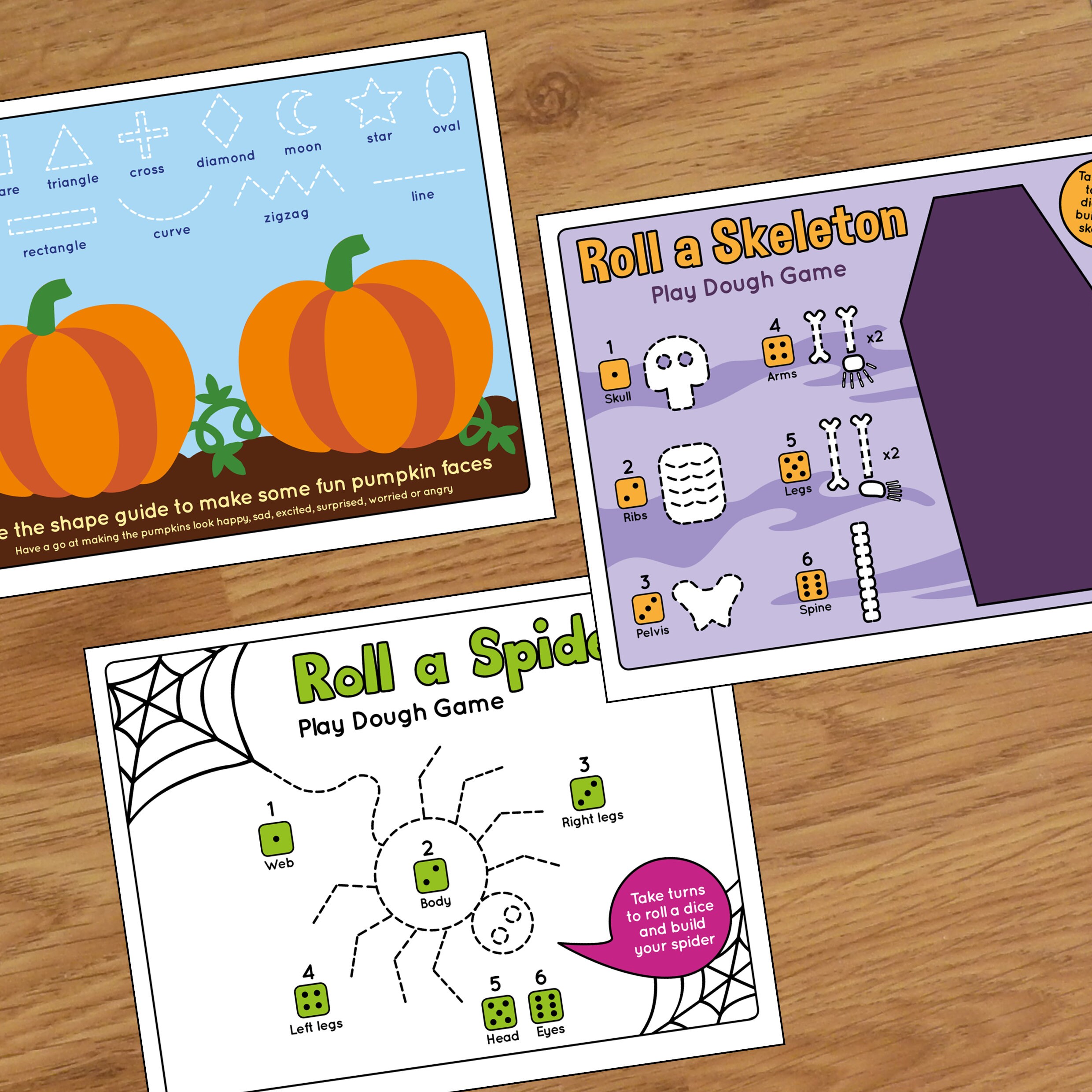 Halloween Play Dough Mat Bundle, Kids Spooky Playdough Doh, Roll a ...