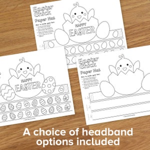 Easter Bonnet Paper Hat Coloring Crafts, Spring Chick Egg Hunt Party ...