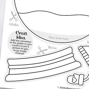 Snow Globe Cut & Paste Craft, Christmas Snow Dome Color and Build Kit ...