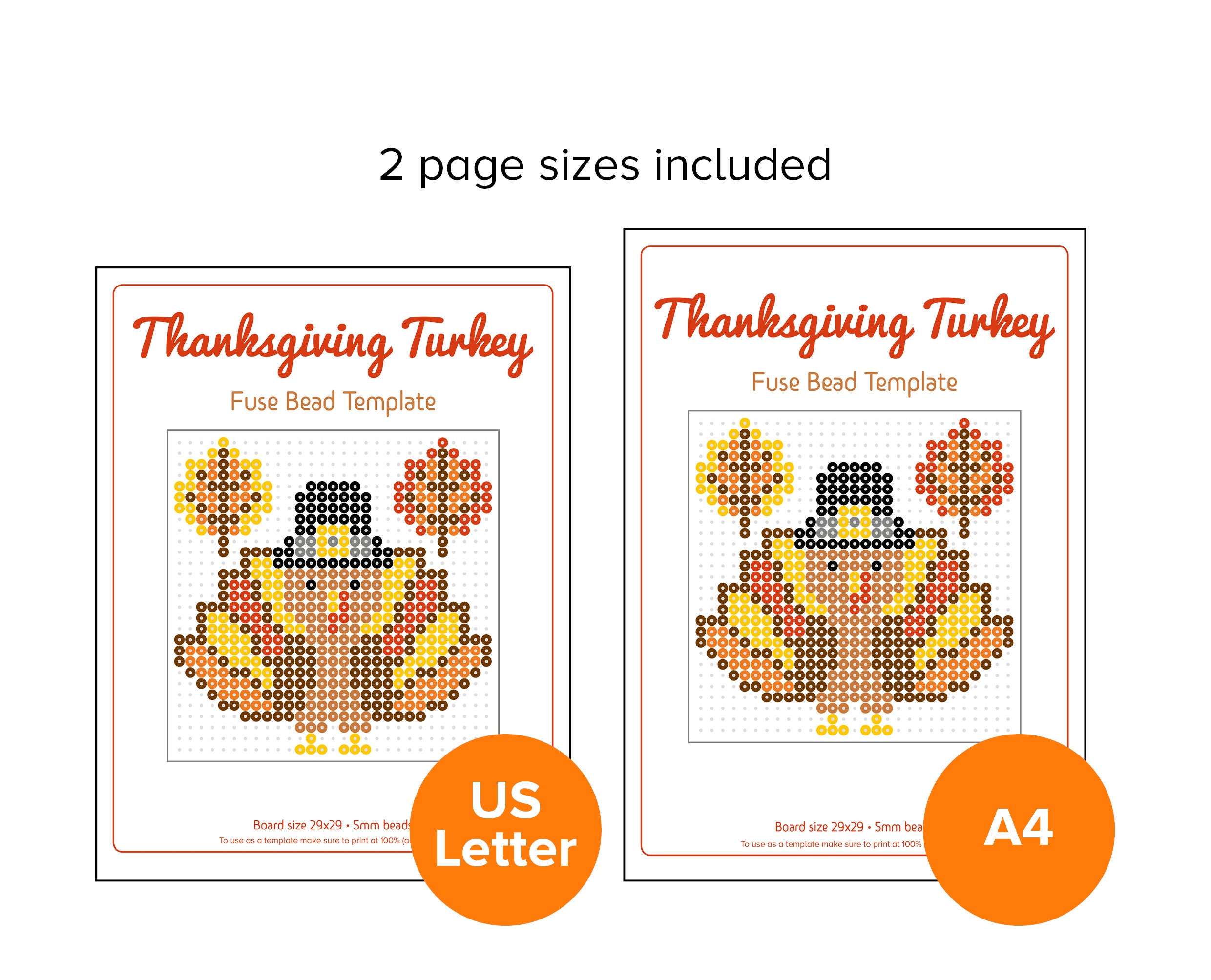 Thanksgiving Fuse Bead Template, Hama Perler Pyssla Beads Turkey Craft ...