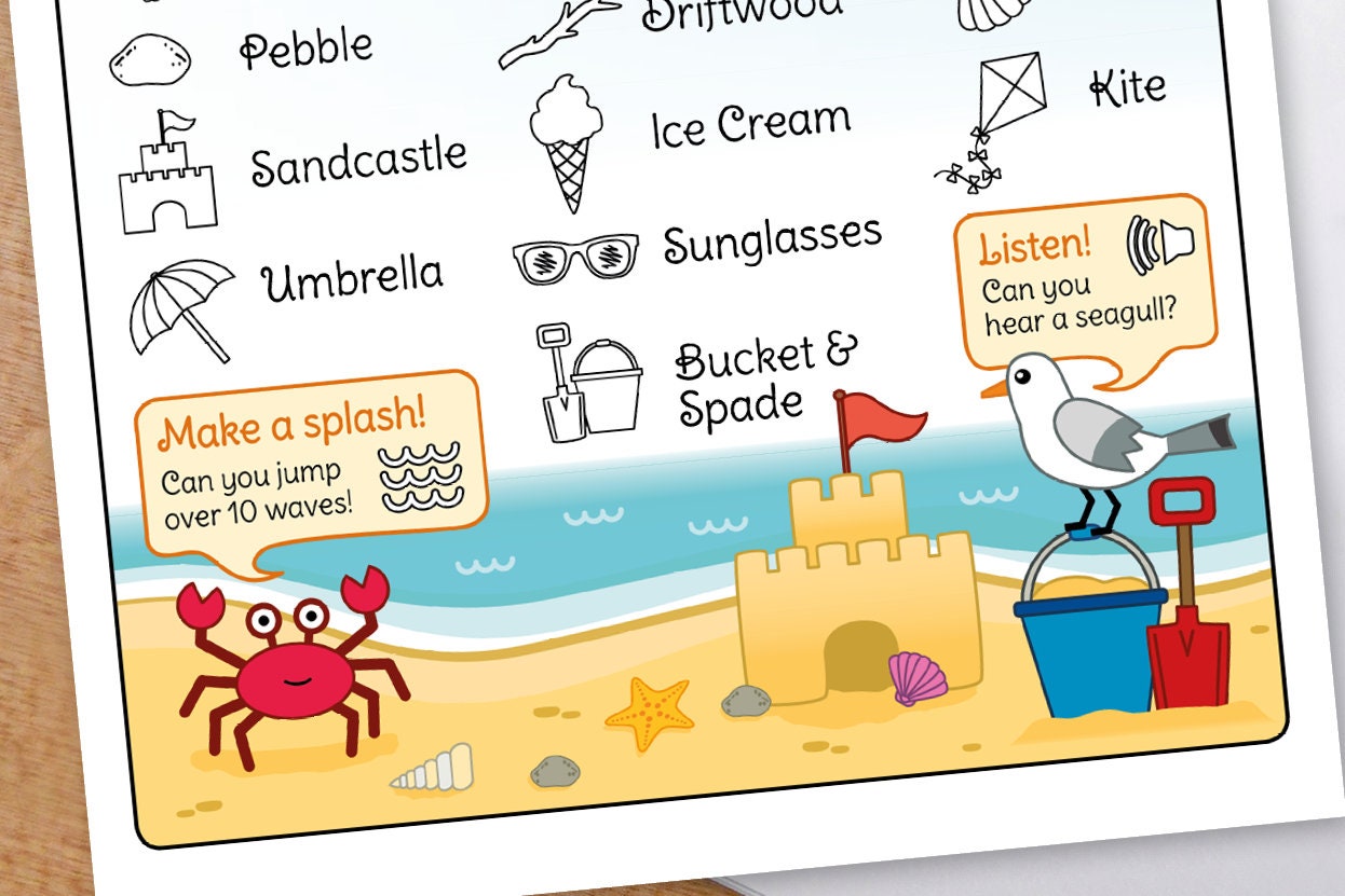 Beach Scavenger Hunt Kids Summer Spot & Color Holiday - Etsy