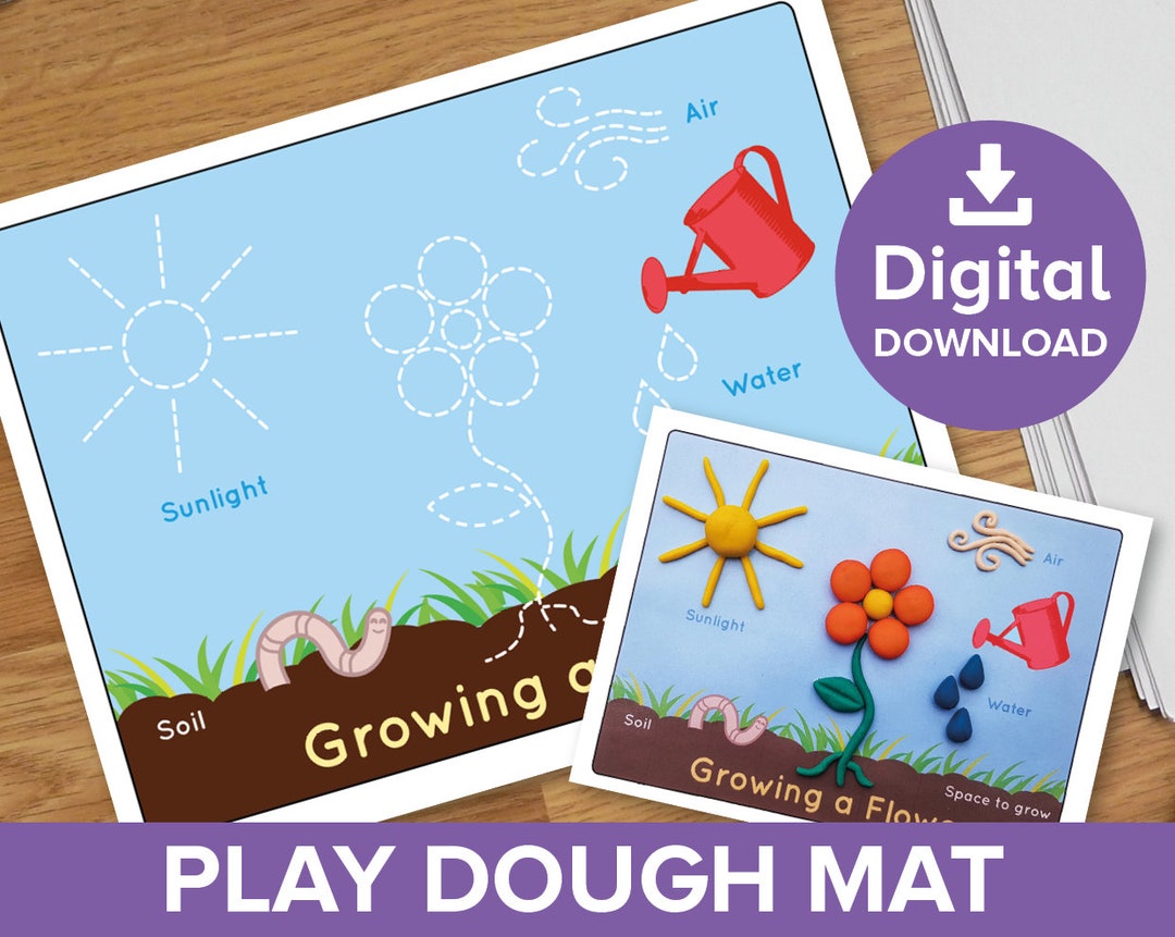 Growing a Flower Play Dough Mat Kids Homeschool Gardening - Etsy