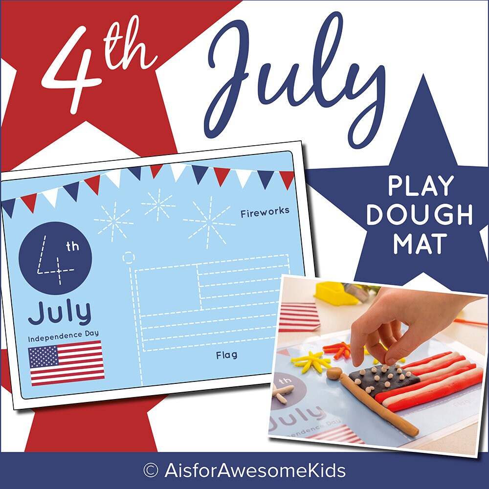 4th July Play Dough Mat, American Flag Independence Day Celebration ...
