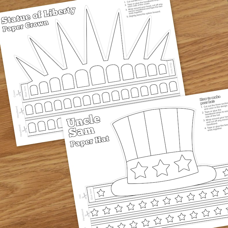 4th July Paper Hats Craft, Independence Day Celebration Party Hat, USA ...