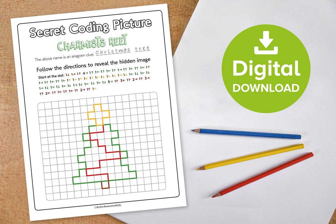 Christmas Coding Worksheets, Xmas Picture Reveal Challenge, Winter ...
