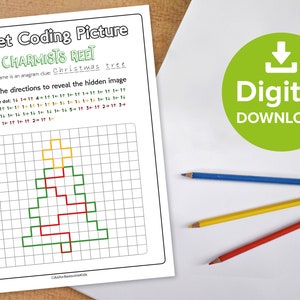Christmas Coding Worksheets, Xmas Picture Reveal Challenge, Winter ...