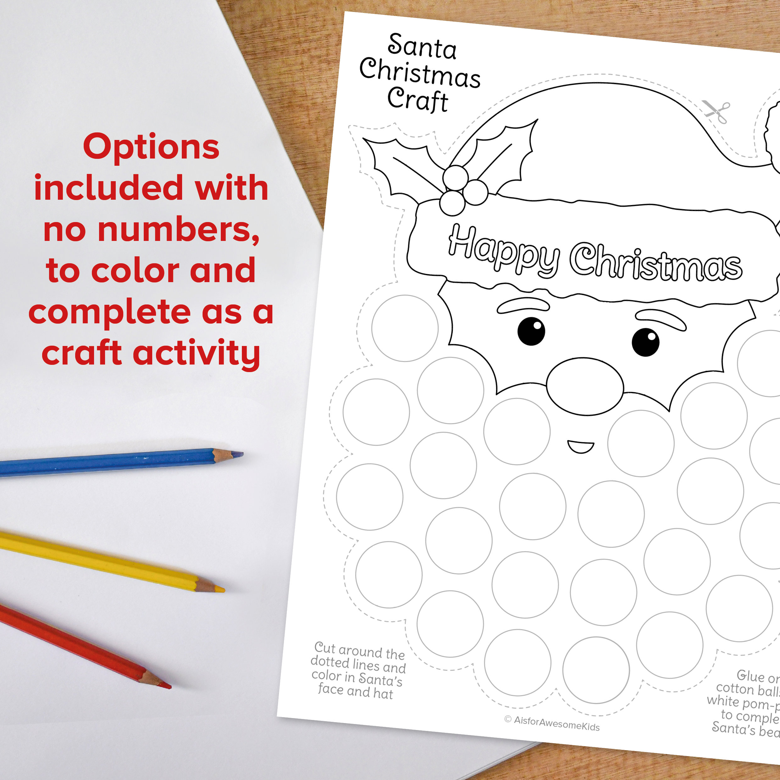 Santa's Beard Cotton Ball Craft, Children's Christmas Countdown Advent ...