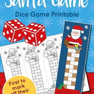 Roll & Race Santa Christmas Dice Game, Kids Xmas Math Coloring Activity ...
